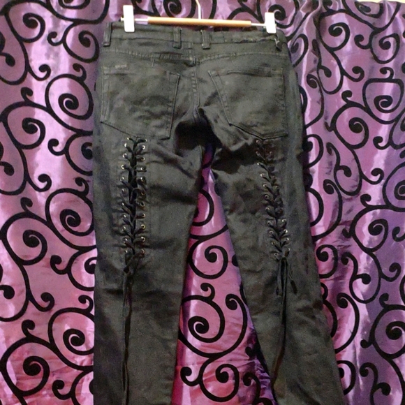 Lip Service | Pants & Jumpsuits | Black Waxed Laceup Lip Service Skinny ...